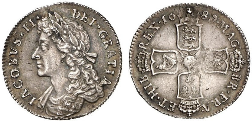 GROSSBRITANNIEN / IRLAND ENGLAND James II, 1685-1688. Shilling 1687 ...