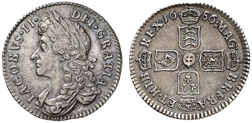 GROSSBRITANNIEN / IRLAND ENGLAND James II, 1685-1688. 6 Pence 1686 ...