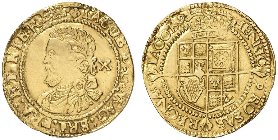 GROSSBRITANNIEN / IRLAND ENGLAND James I, 1603-1625. 1/2 Laurel (10 ...