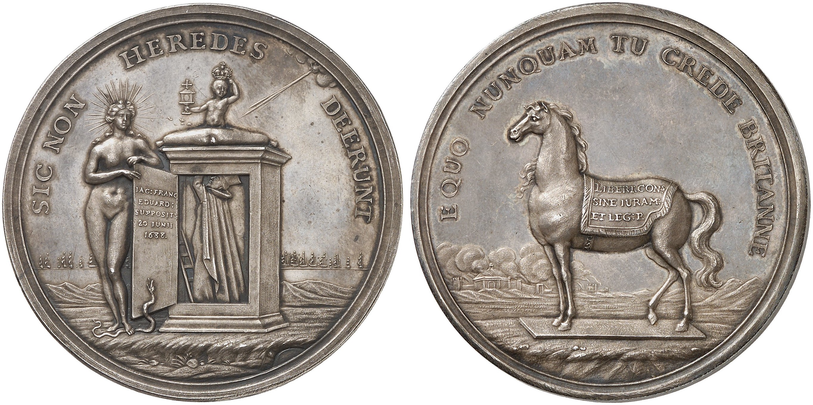 GROSSBRITANNIEN / IRLAND ENGLAND James II, 1685-1688. Satirische Silbermedaille 1688, | 243329