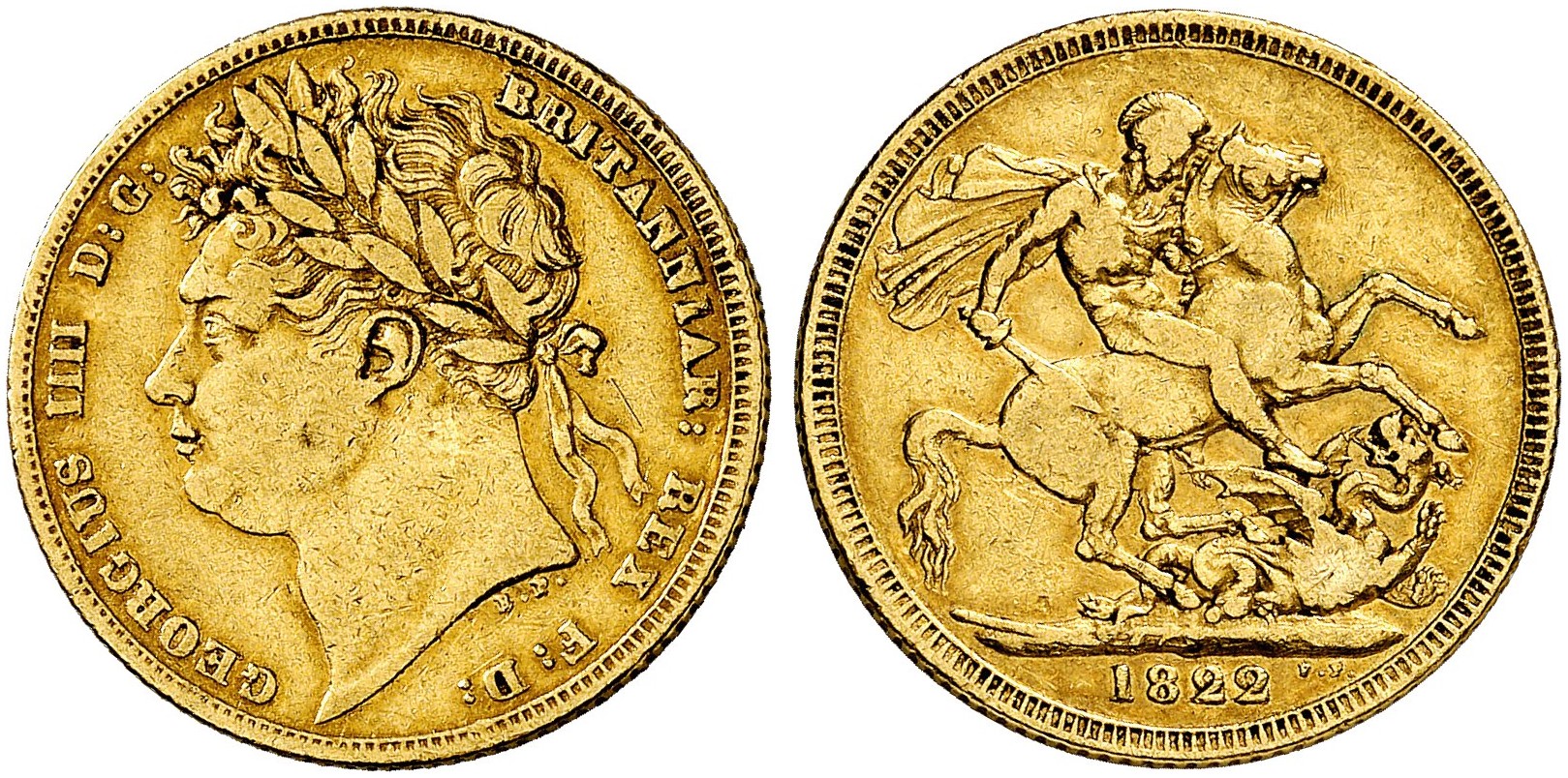 GROSSBRITANNIEN / IRLAND ENGLAND George IV, 1820-1830. Sovereign 1822 ...