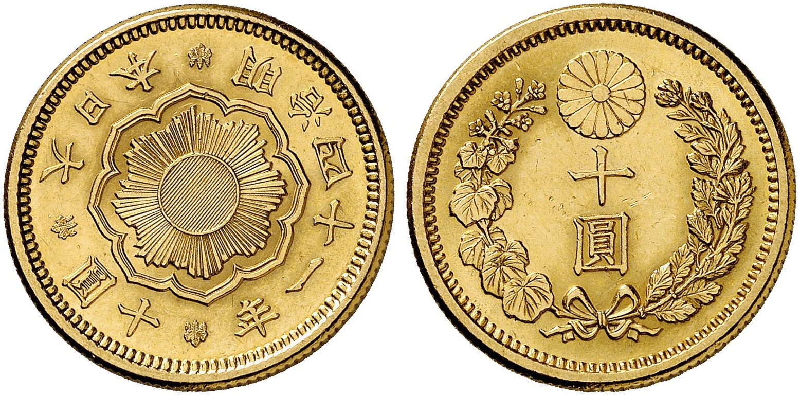 JAPAN Mutsuhito, 1867-1912. 10 Yen Jahr 41 Meiji Ära (1908), Osaka ...