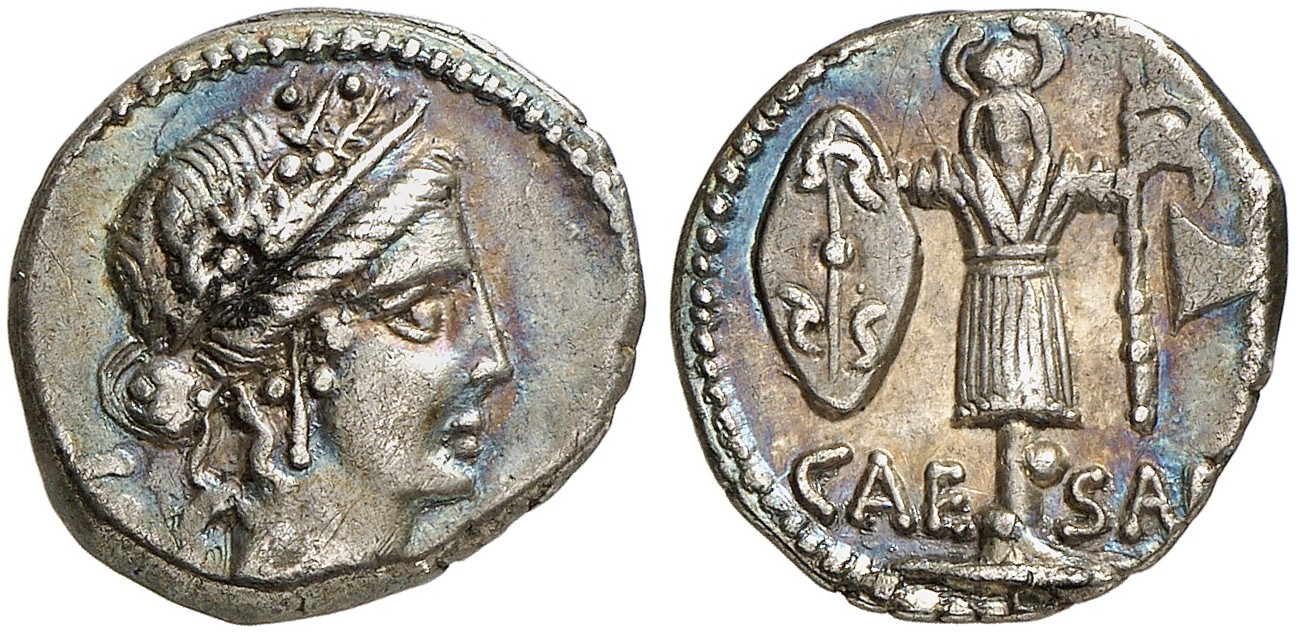 IMPERATORISCHE PRÄGUNGEN C. Julius Caesar, † 44 v. Chr. AR-Denar, 48 v ...