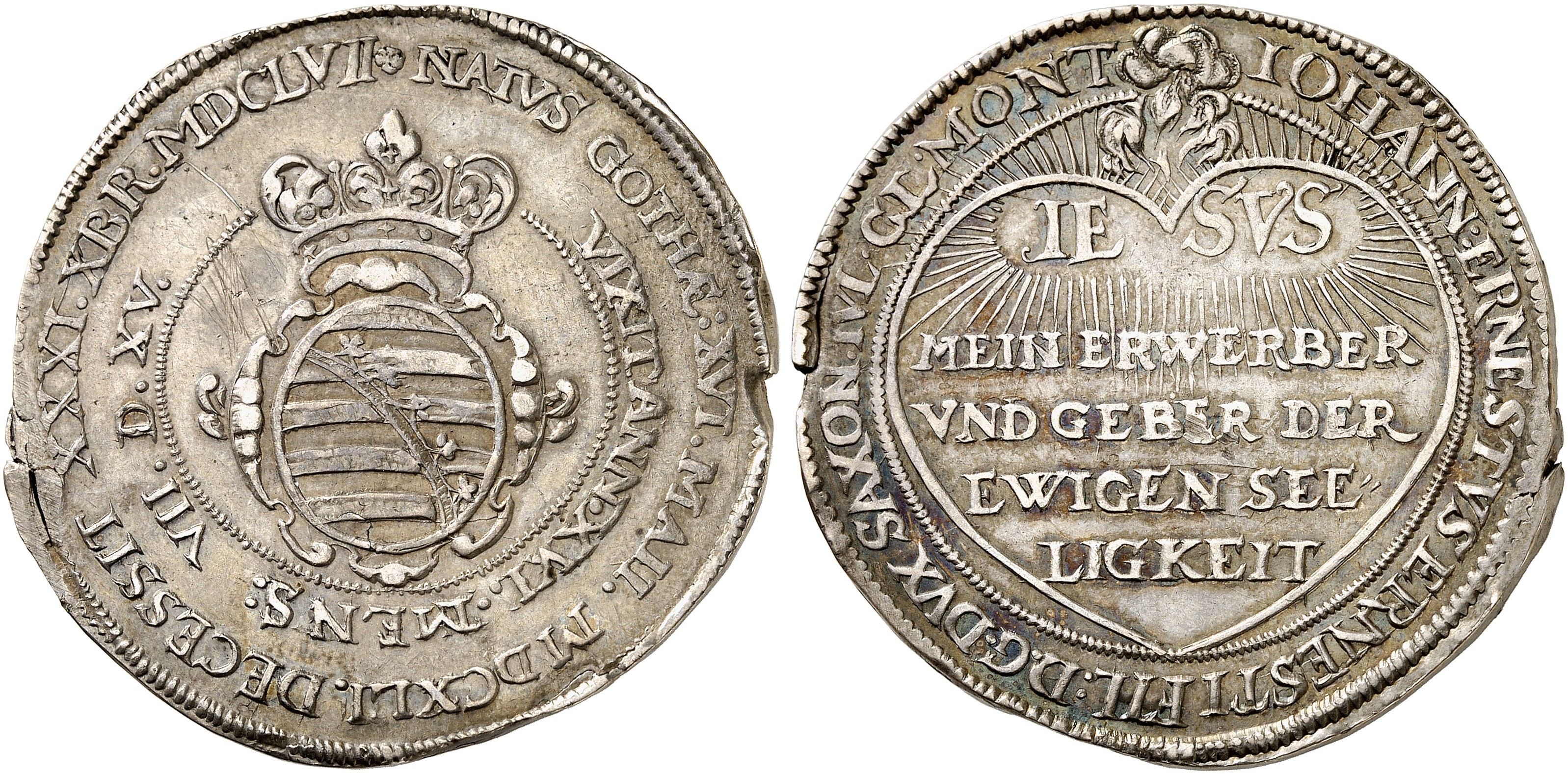 SACHSEN-GOTHA Ernst der Fromme, 1640-1675. Reichstaler 1657 (geprägt ...