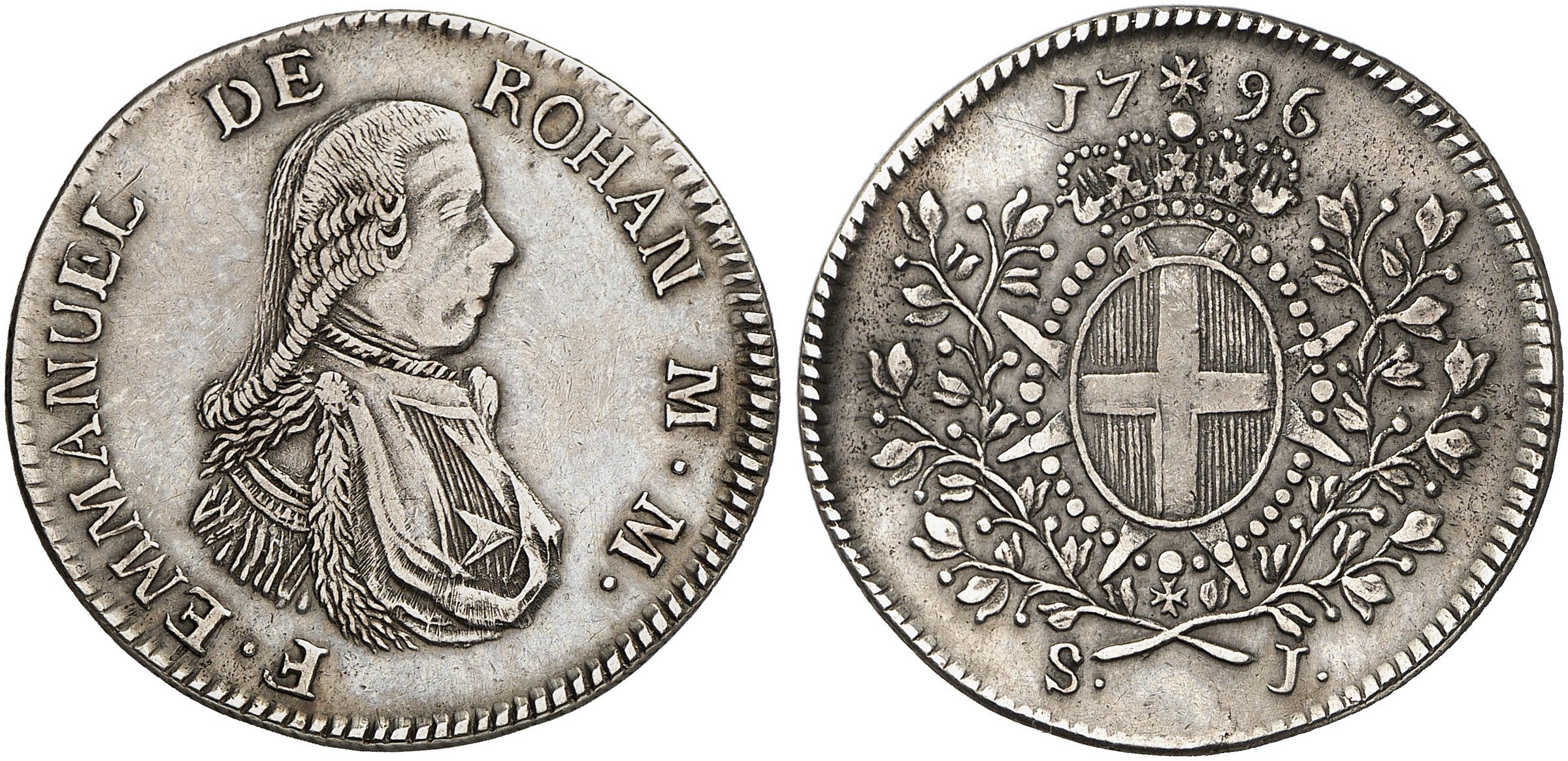 MALTA JOHANNITERORDEN Emmanuel de Rohan, 1775-1797. Scudo 1796 ...