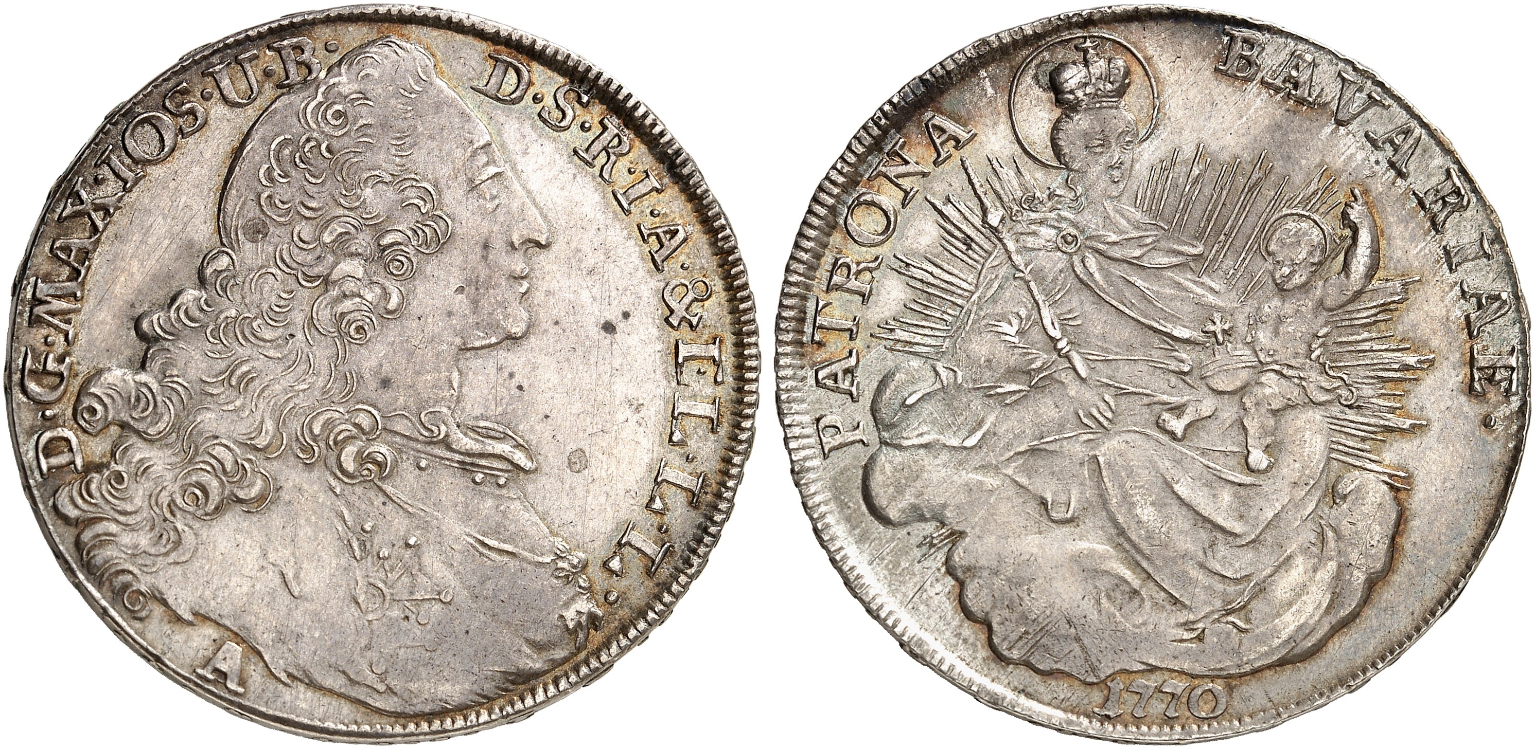 BAYERN HERZOGTUM Maximilian III. Joseph, 1745-1777. Konv.-Taler 1770 A ...