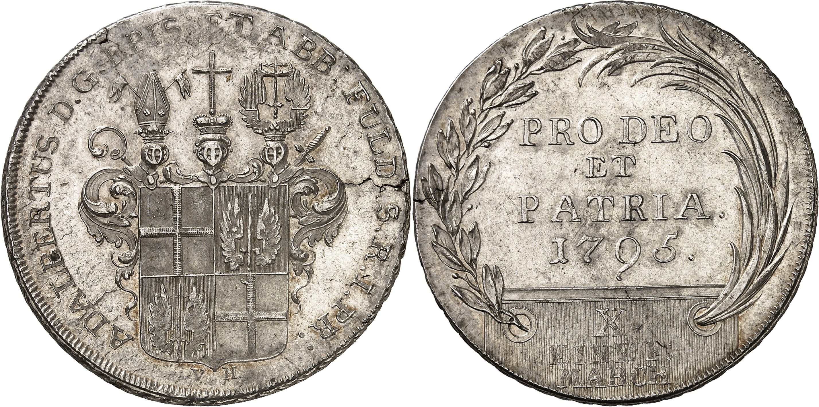 FULDA ABTEI Adalbert III. von Harstall, 1788-1802. Konv.-Taler 1795 ...