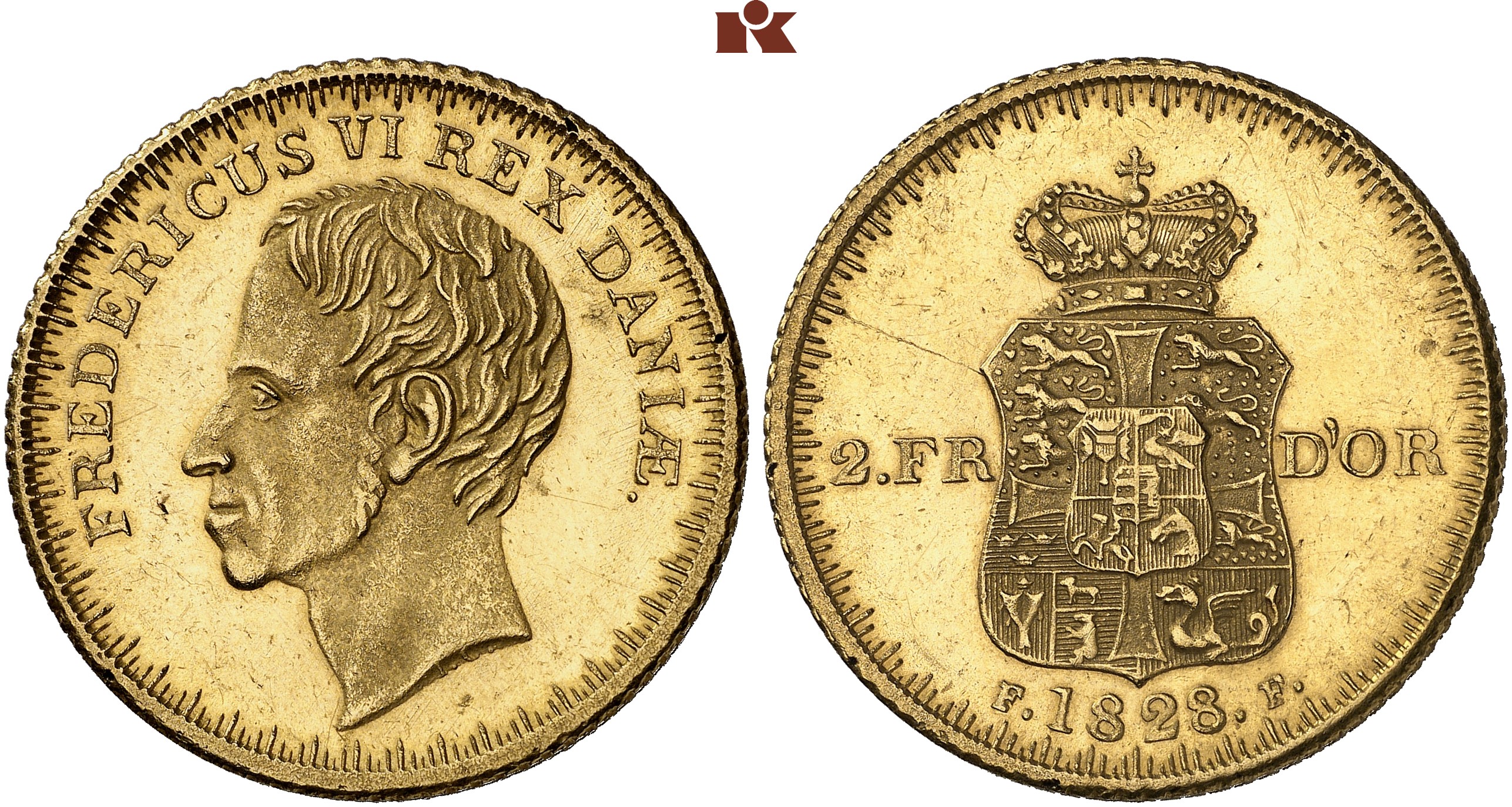 DÄNEMARK KÖNIGREICH Frederik VI., 1808-1839. 2 Frederik d'or 1828 ...