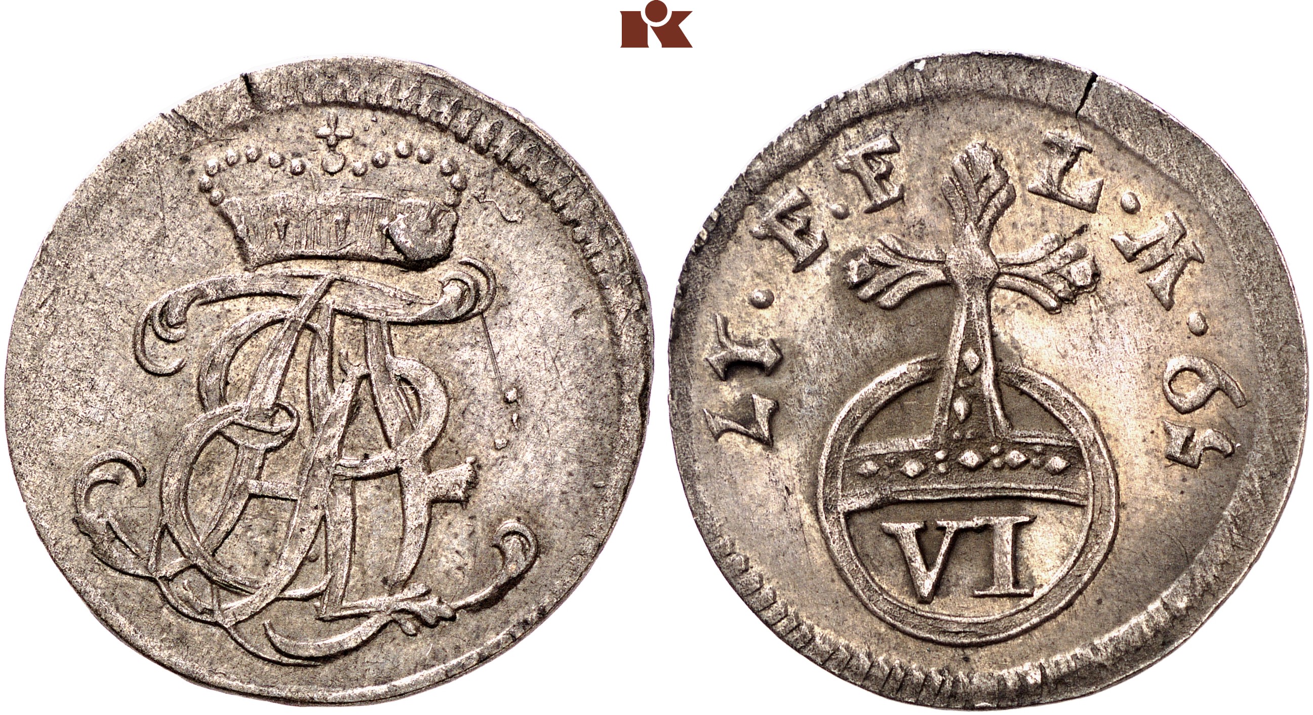 FULDA ABTEI Adalbert II. von Walderdorff, 1756-1759. 6 Pfennig 1759 ...