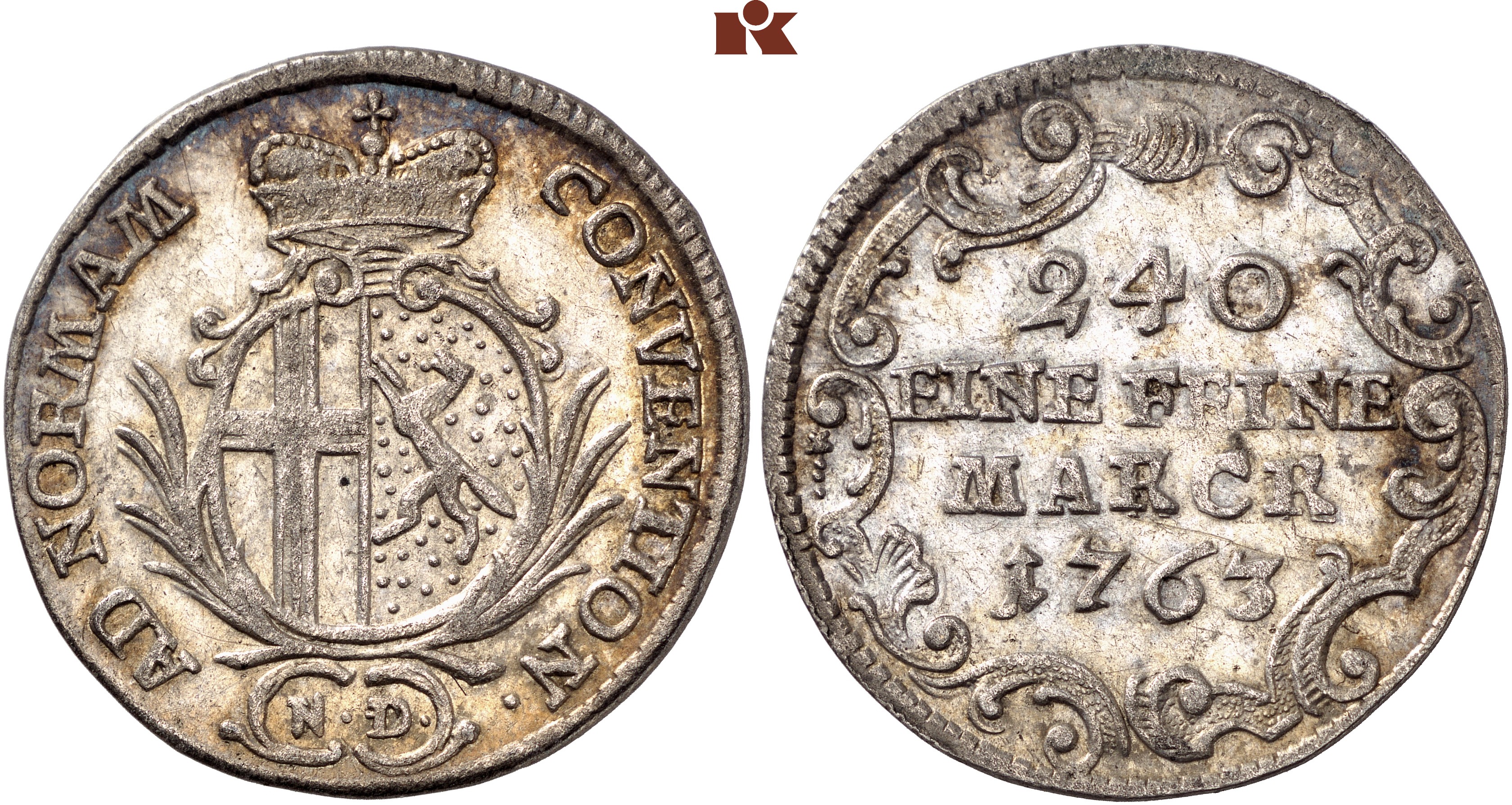 FULDA ABTEI Heinrich VIII. von Bibra, 1759-1788. 5 Kreuzer (1/24 Taler ...