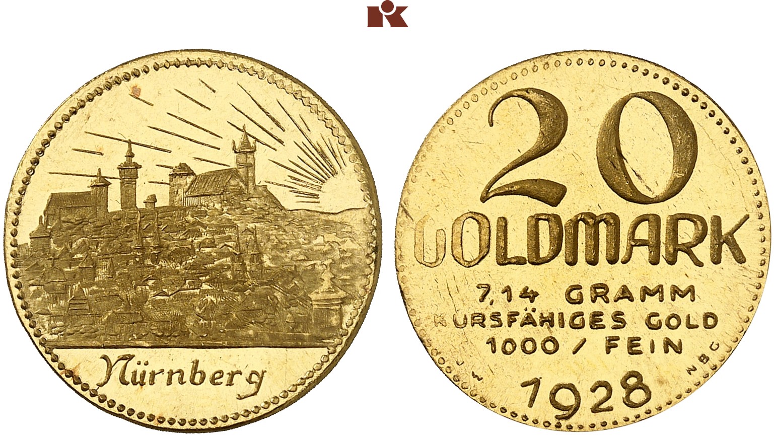 NÜRNBERG STADT 20 Goldmark 1928. | 967141