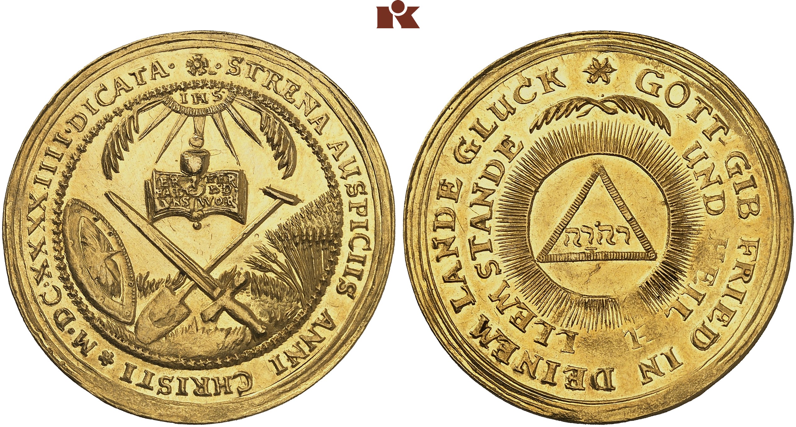 SACHSEN Johann Georg I., 1615-1656. Goldmedaille zu 4 Dukaten 1644 ...