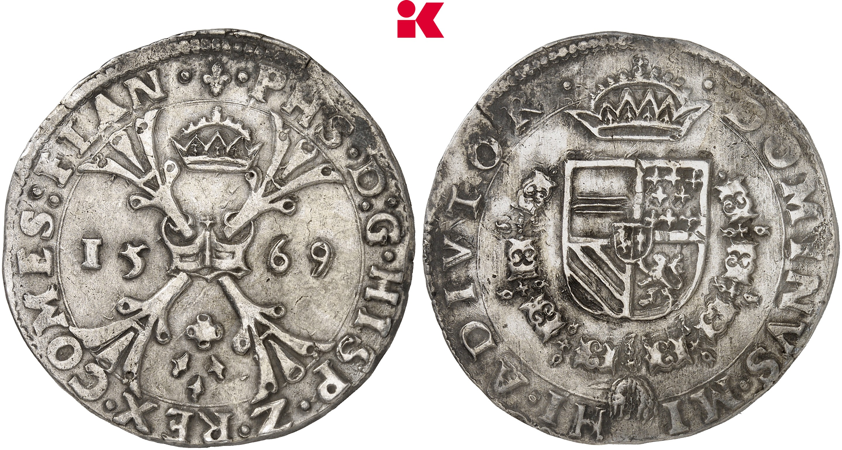 BELGIEN FLANDERN Philipp II. von Spanien, 1555-1598. Reichstaler nach ...