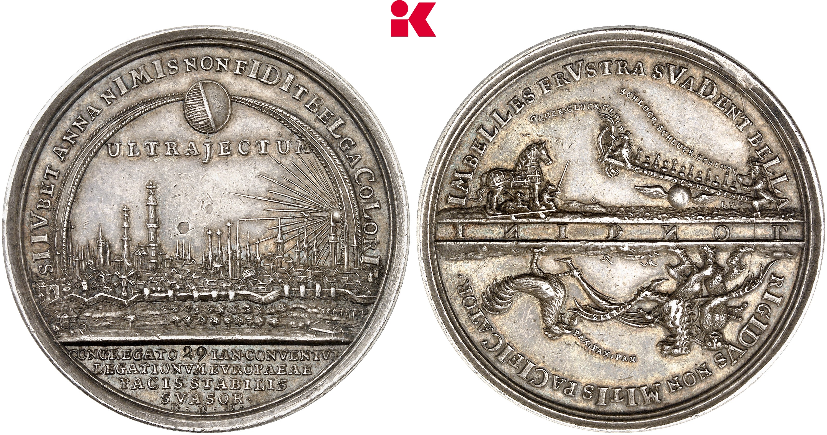 NIEDERLANDE UTRECHT Stadt. Silbermedaille 1712 (Chronogramm), | 155070