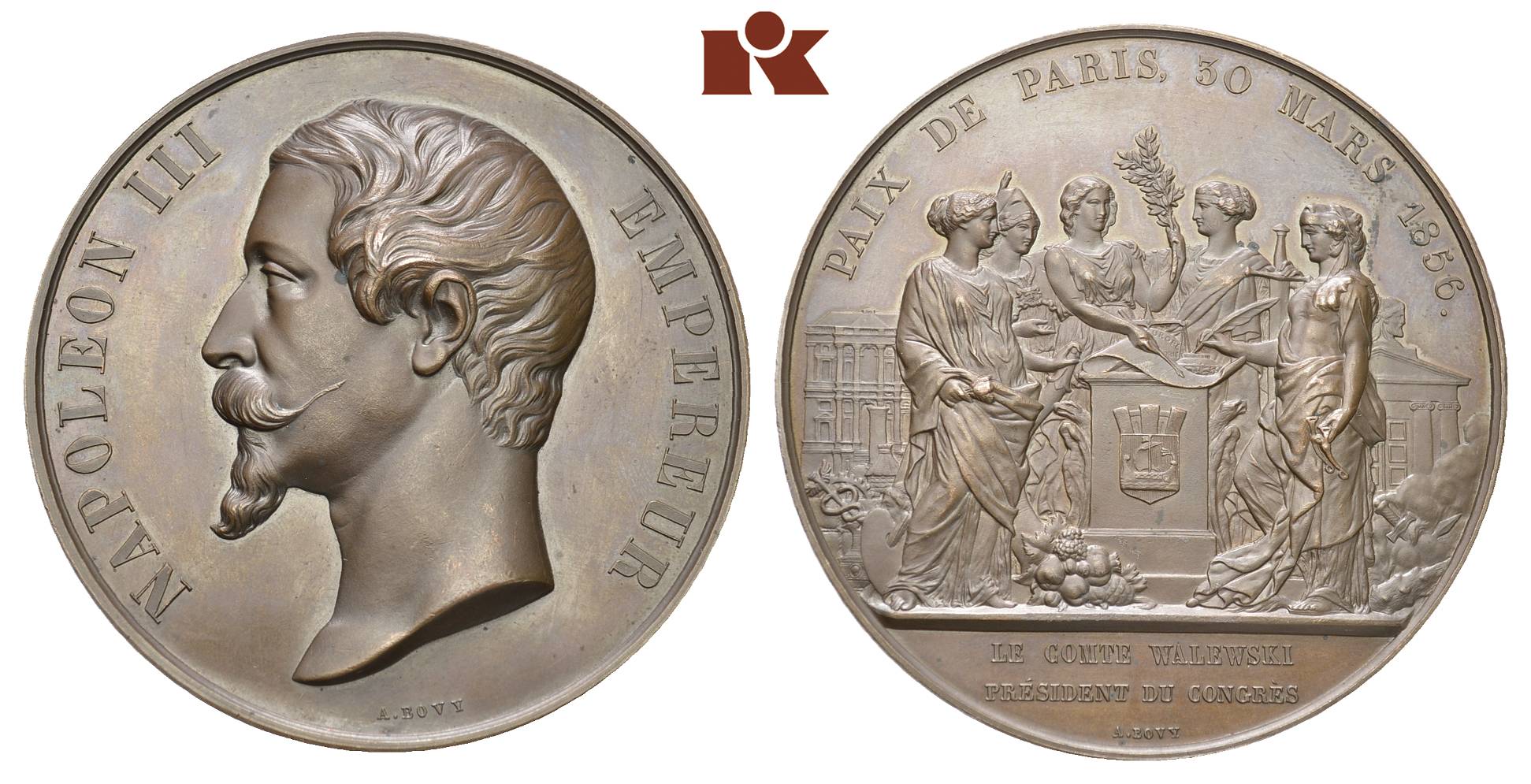 FRANKREICH KÖNIGREICH Napoléon III, 1852-1870. Bronzemedaille 1856 ...