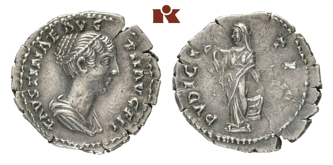 MÜNZEN DER RÖMISCHEN KAISERZEIT Antoninus I. Pius, 138-161 für Faustina filia. AR-Denar, Rom ...