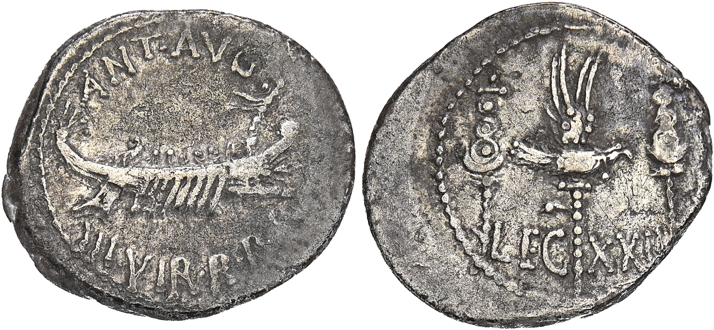 IMPERATORISCHE PRÄGUNGEN Marcus Antonius, † 30 v. Chr. AR-Denar, 32/31 ...