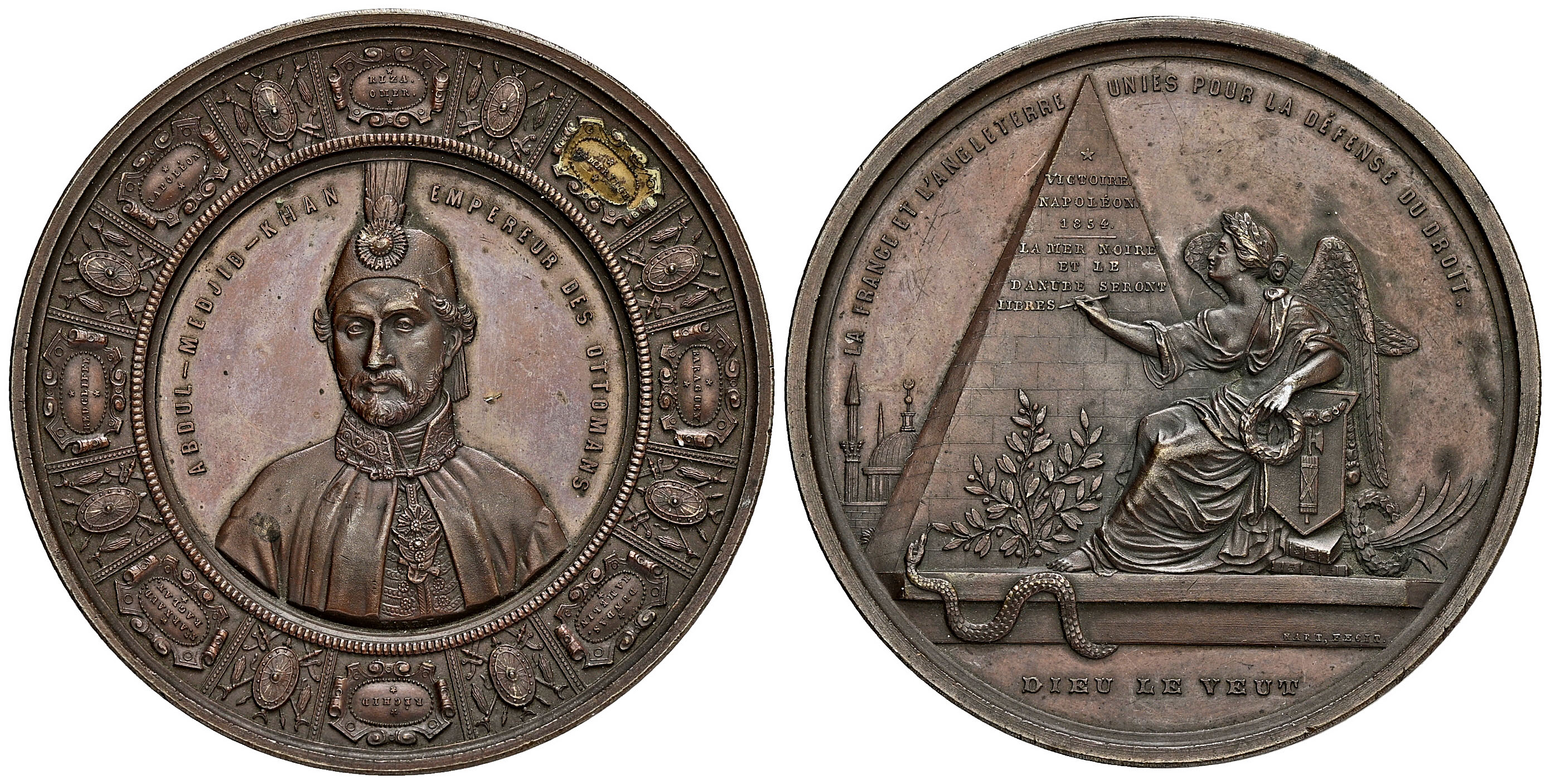 TÜRKEI Abdul Mejid, 1839-1861. Bronzemedaille 1854, | 444642