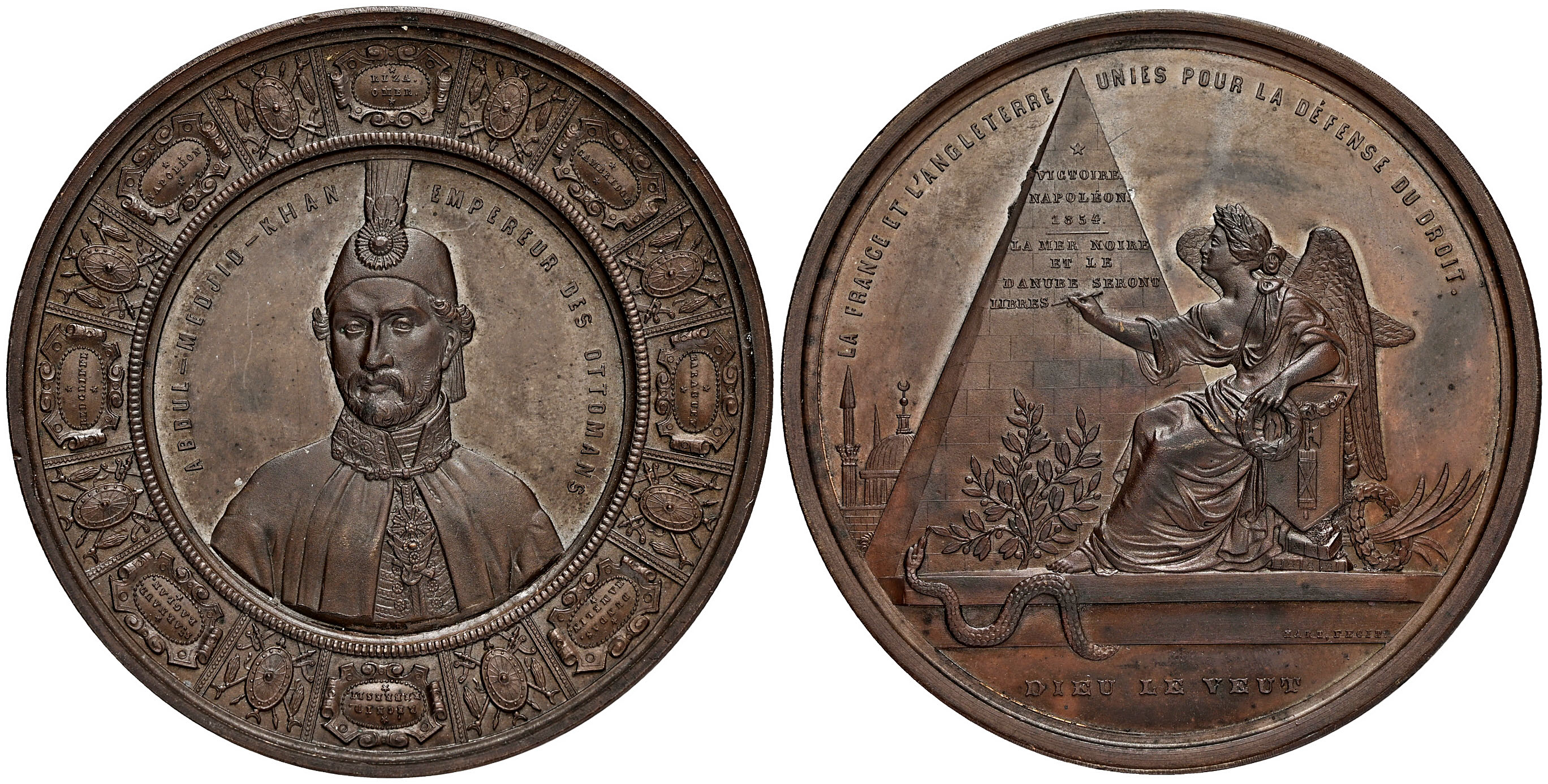 TÜRKEI Abdul Mejid, 1839-1861. Bronzemedaille 1854, | 444666