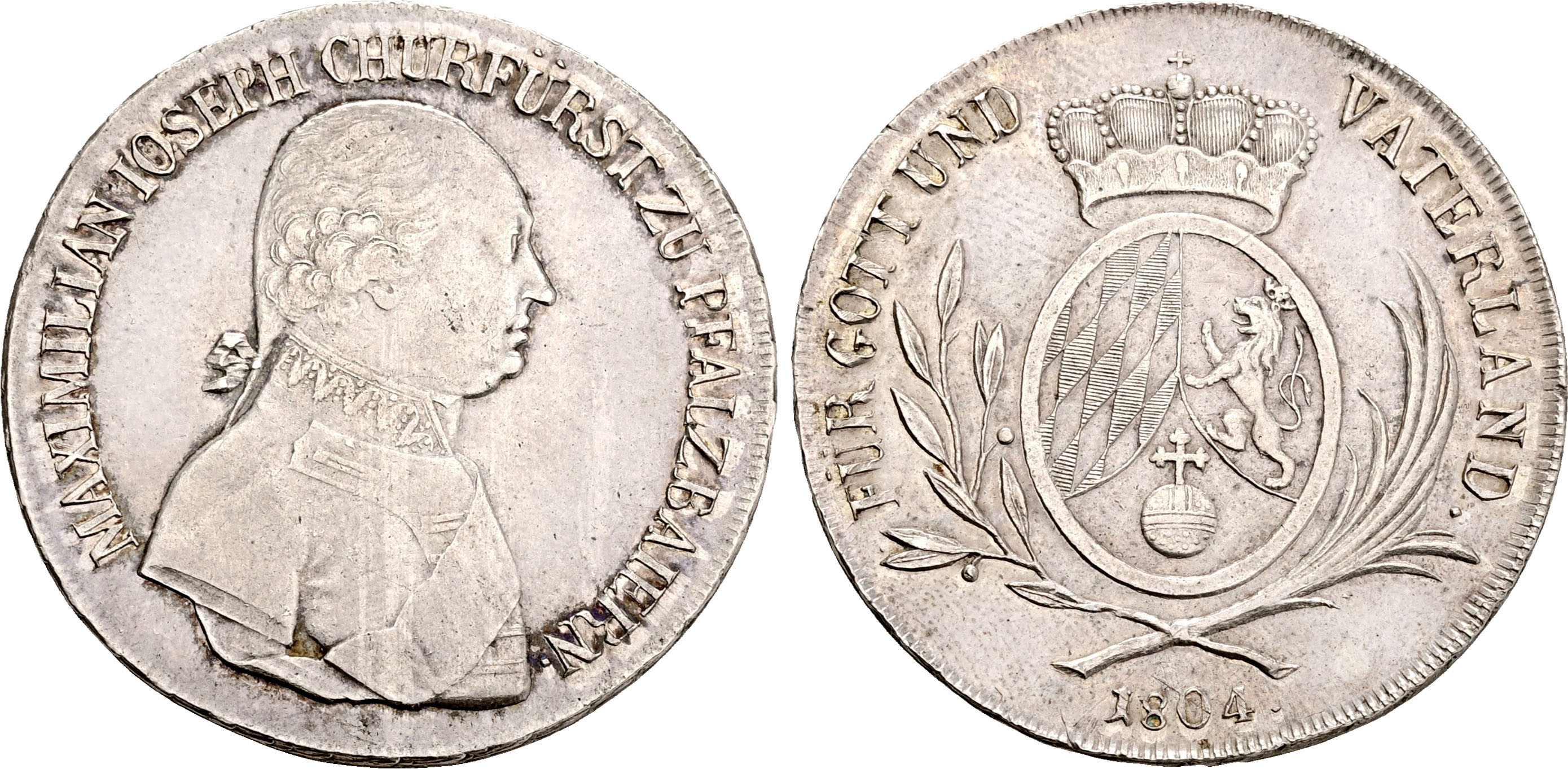 BAYERN HERZOGTUM Maximilian I. (IV.) Joseph, 1799-1806-1825. 1/2 Konv ...