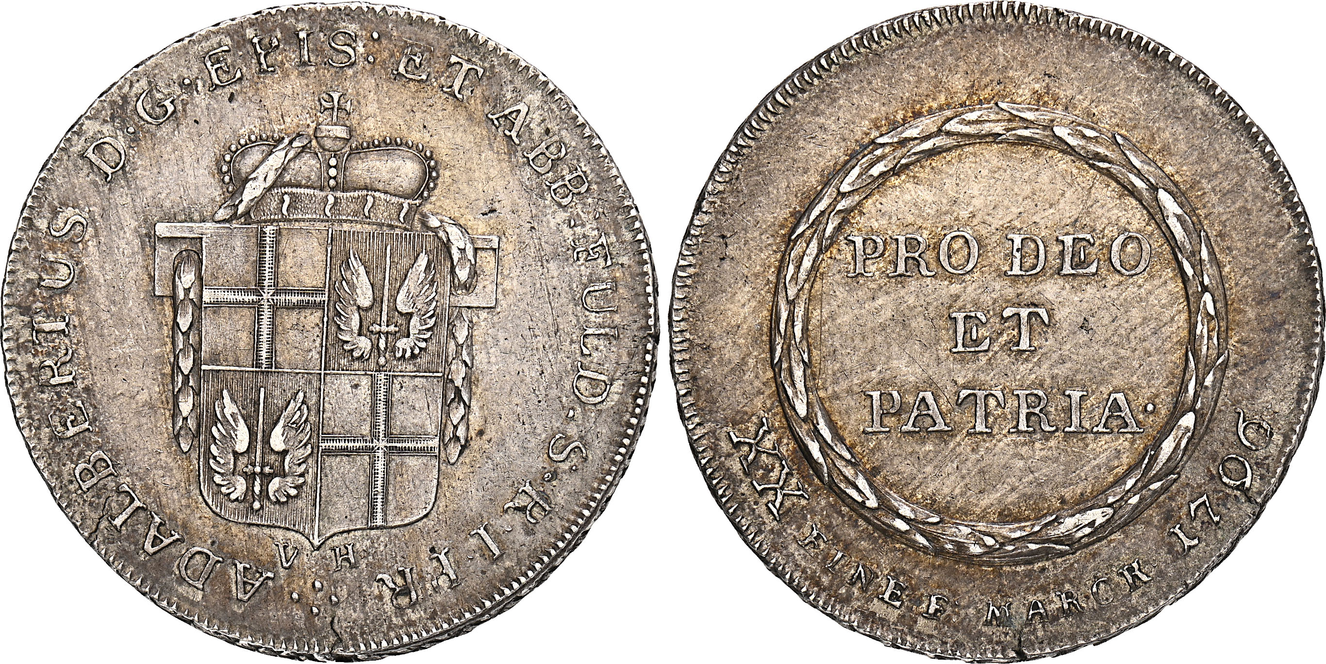 FULDA ABTEI Adalbert III. von Harstall, 1788-1802. 1/2 Konv.-Taler 1796 ...