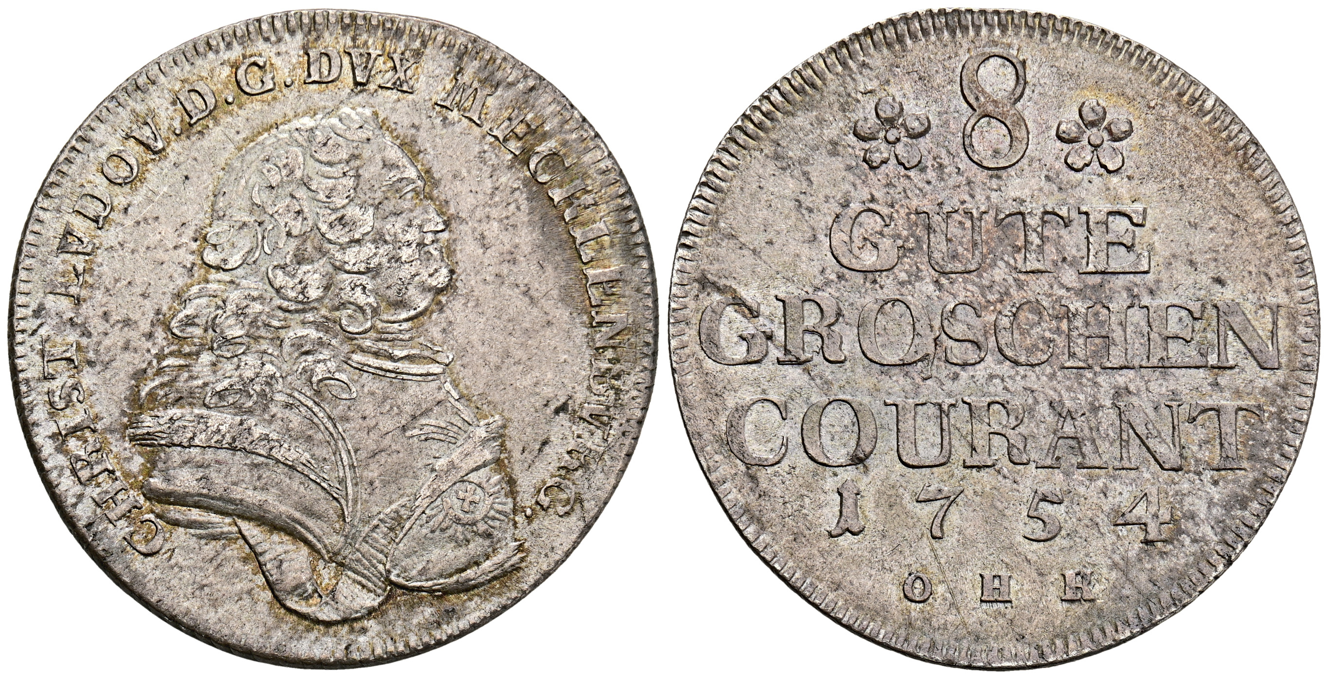 MECKLENBURG-SCHWERIN Christian Ludwig II., 1747-1756. 8 Gute Groschen ...