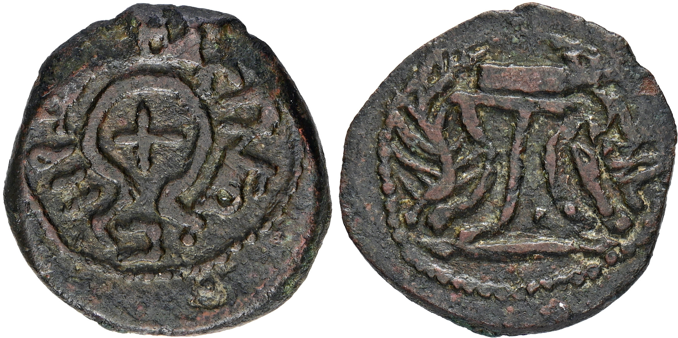 IUDAEA Herodes der Große, 40-4 v. Chr. Æ-Doppelprutah, 37/34 v. Chr ...