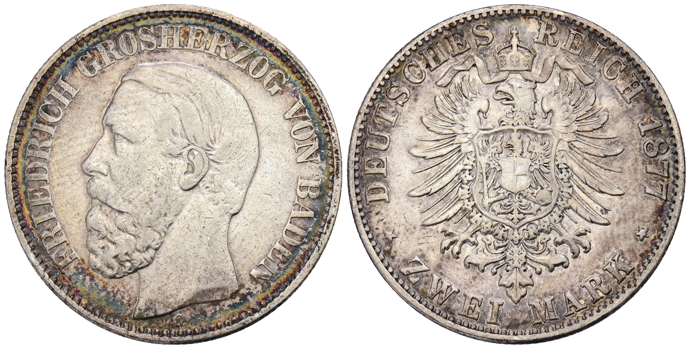 REICHSSILBERMÜNZEN BADEN Friedrich I., 1852-1907. 2 Mark 1877. | 987897